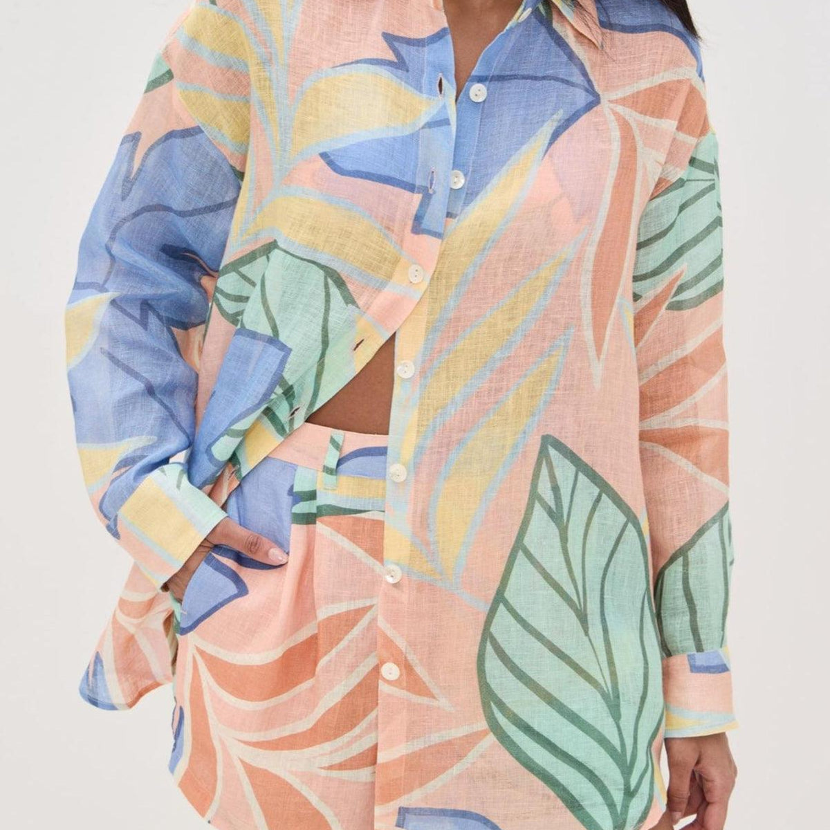 Playa Boyfriend Tropical Leaf Printed Short Set – LAVECHIC